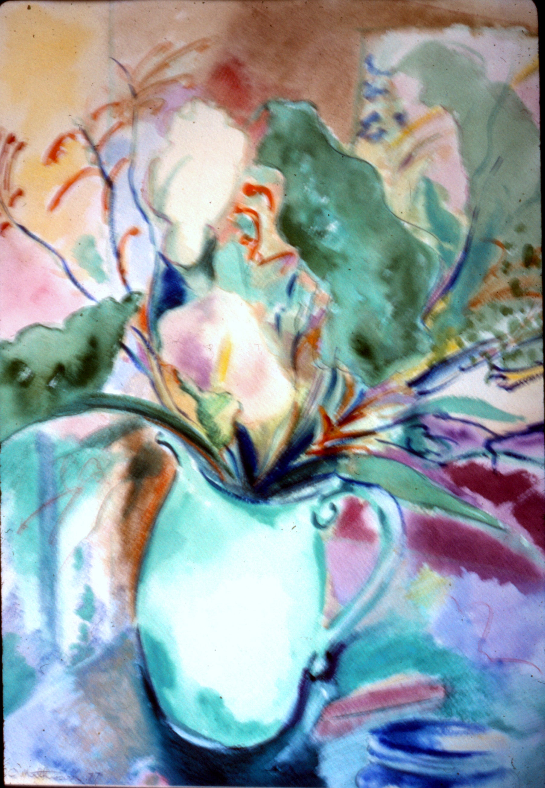 Lilies in Green Jug. 1978. Private Collection – Christine Mathieson
