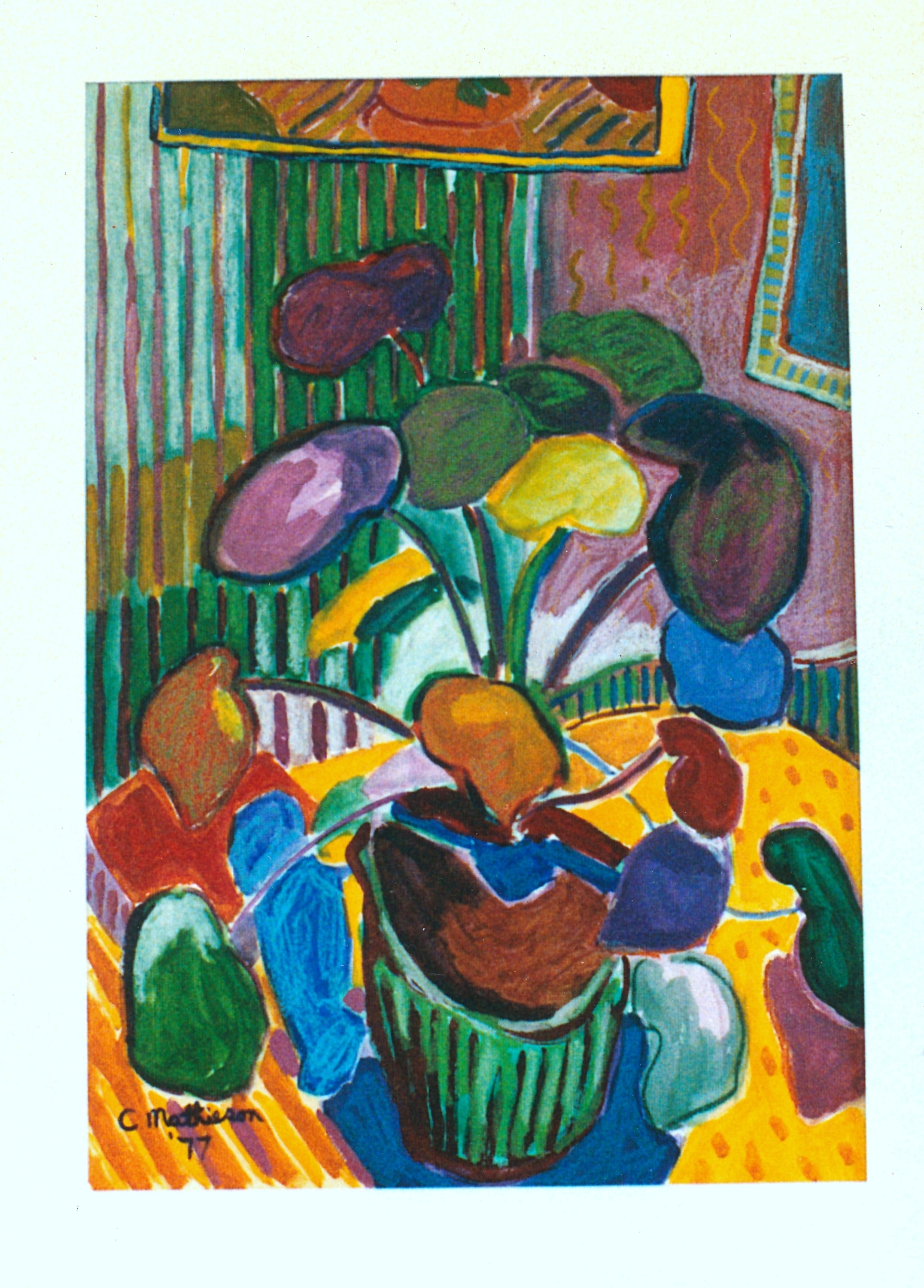 Begonia in Green Pot. 1977 Private Collection – Christine Mathieson